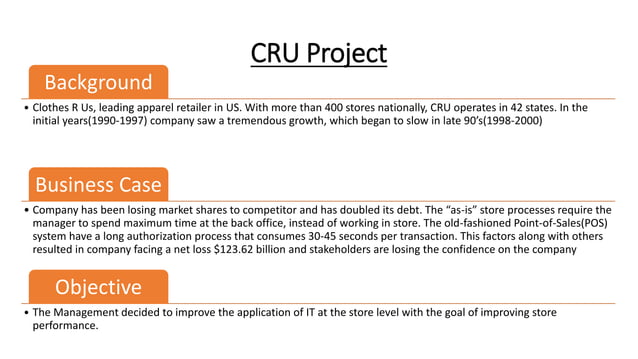 Clothes R Us | Case Study | Risk and Cost Estimates | PPTX | Business ...