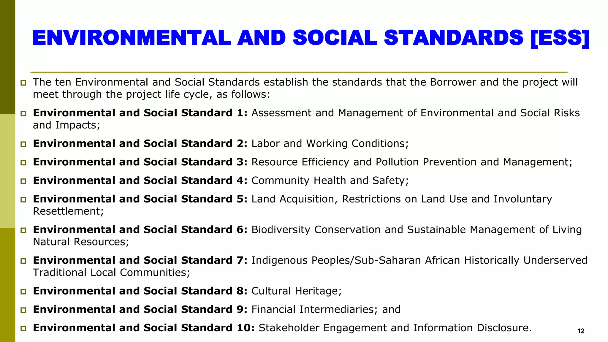 Project Cycle and the World Bank Environmental and Social Framework ...