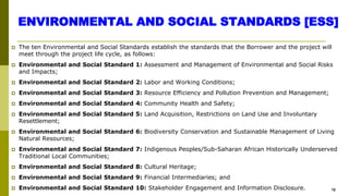 Project Cycle and the World Bank Environmental and Social Framework ...
