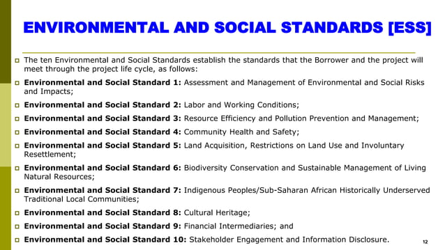 Project Cycle and the World Bank Environmental and Social Framework ...