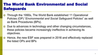 Project Cycle and the World Bank Environmental and Social Framework (ESF) | PPTX
