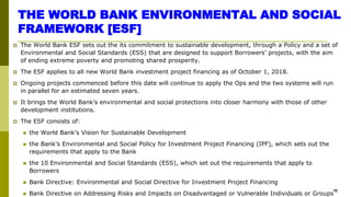 Project Cycle and the World Bank Environmental and Social Framework ...