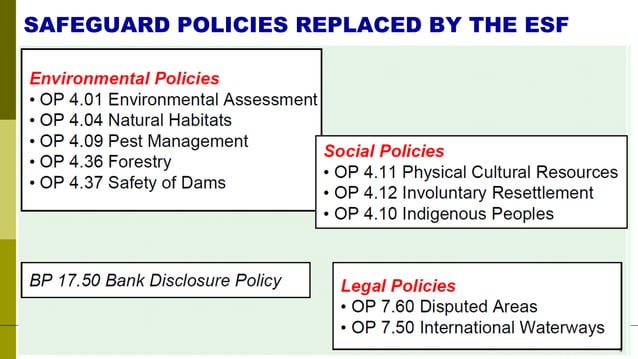 Project Cycle and the World Bank Environmental and Social Framework (ESF) | PPT