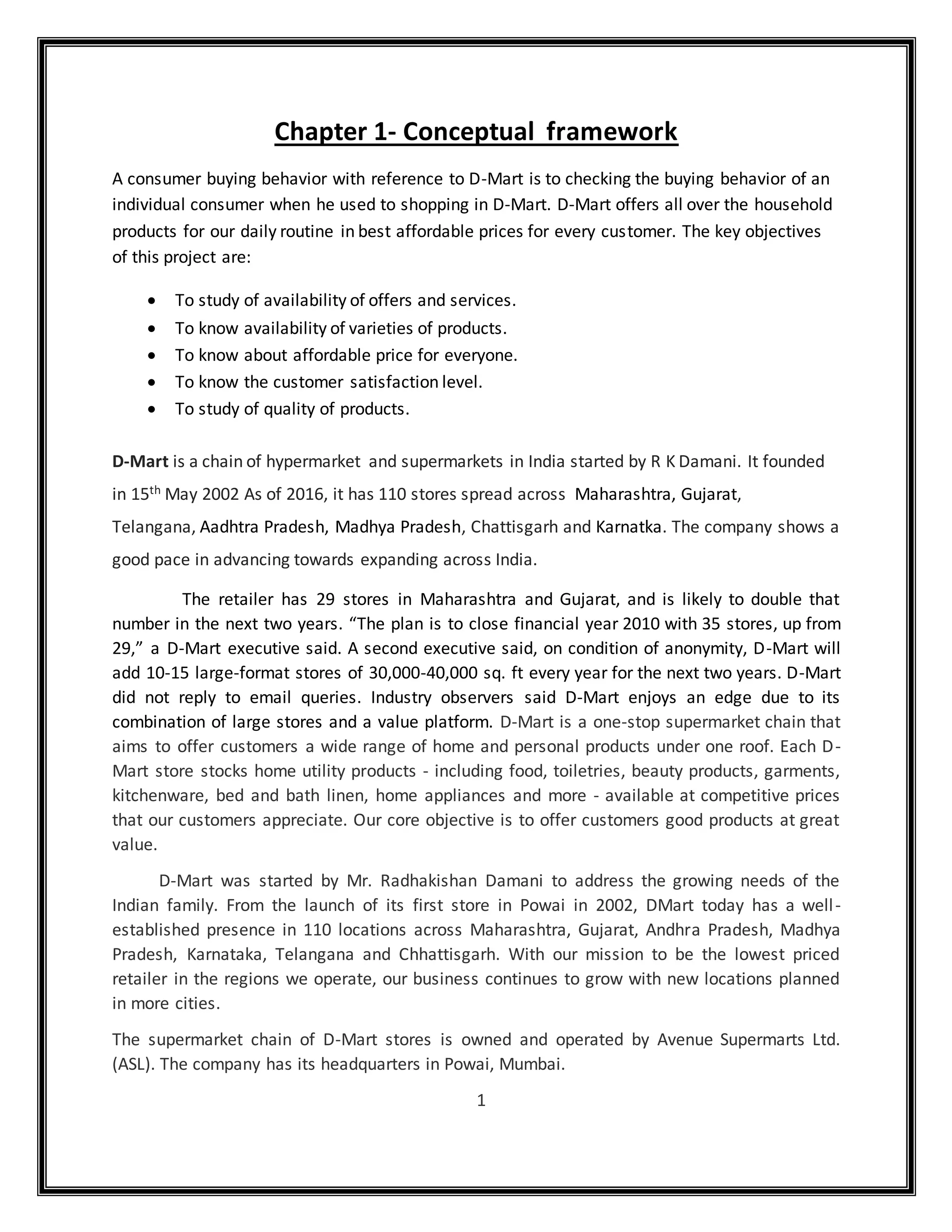 Project d mart | DOCX