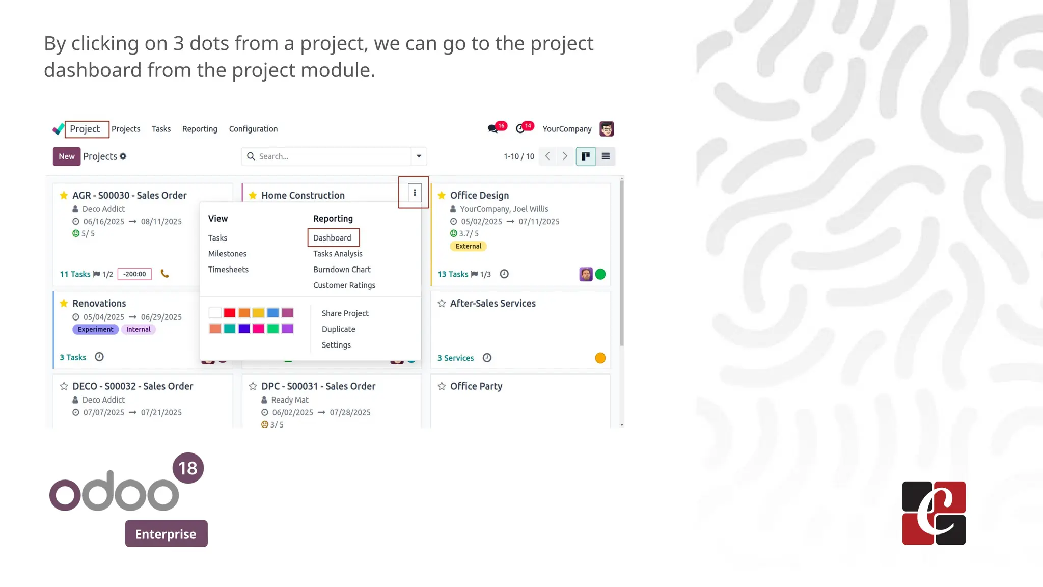 Project Dashboard in Odoo 18 Project | PPTX