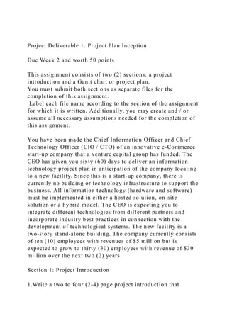 Project Deliverable 1 Project Plan InceptionDue Week 2 and wo.docx