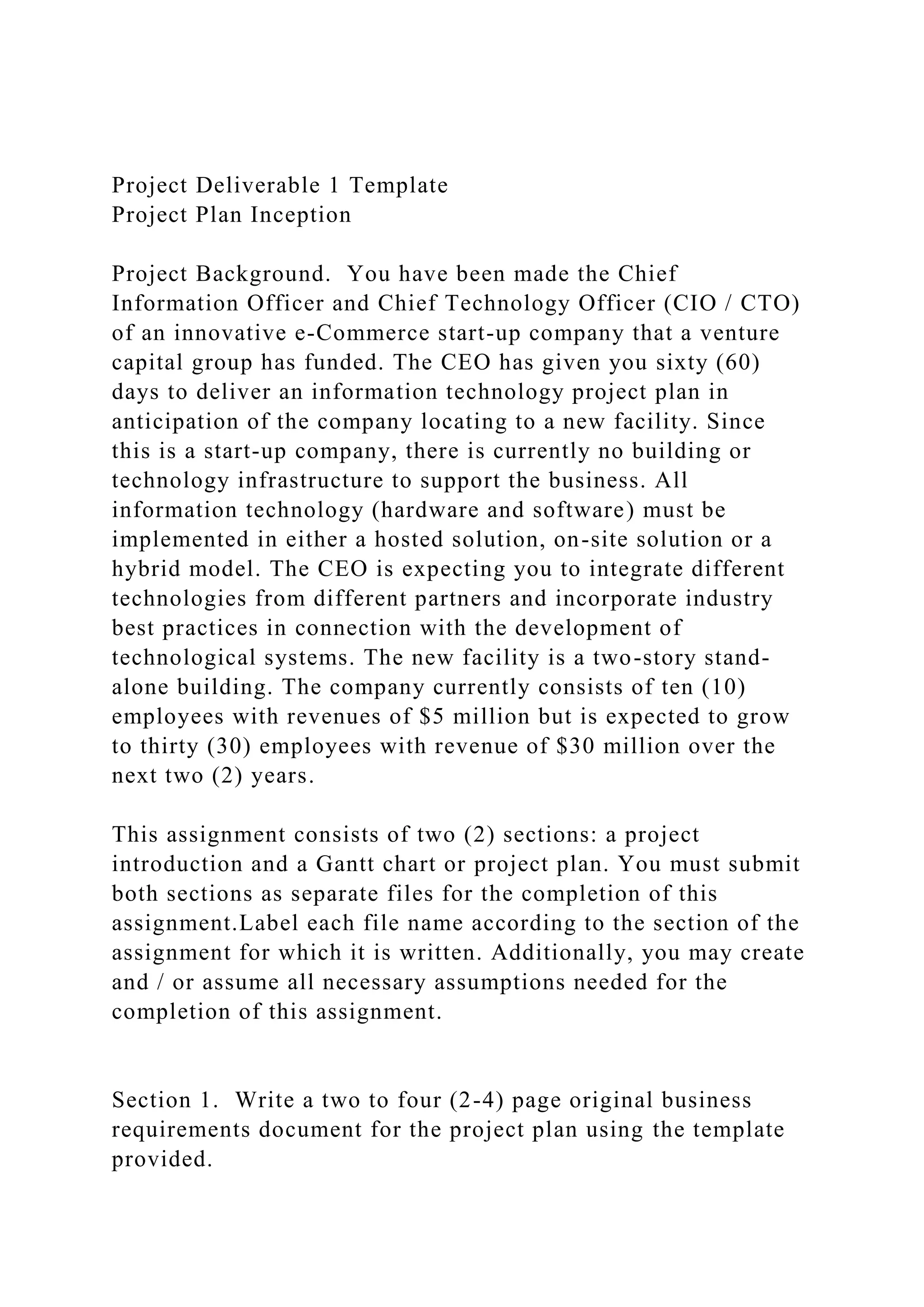 Project Deliverable 1 TemplateProject Plan InceptionProject .docx