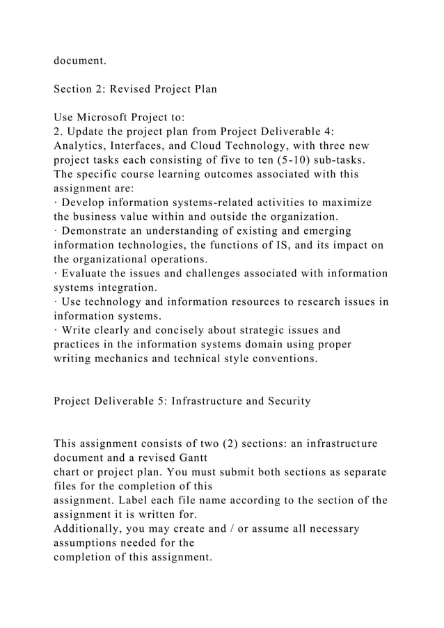 Project Deliverable 5 Infrastructure and SecurityThis assignm.docx