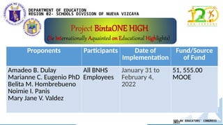 The main project of Bintawan National High School | PPTX