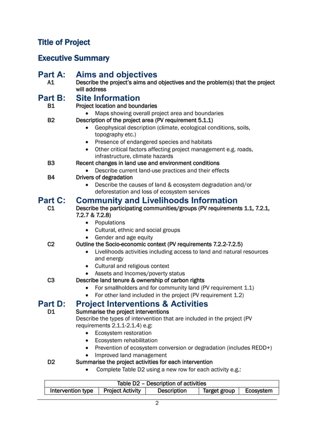 Project design document template for plan vivo projects | PDF | Science