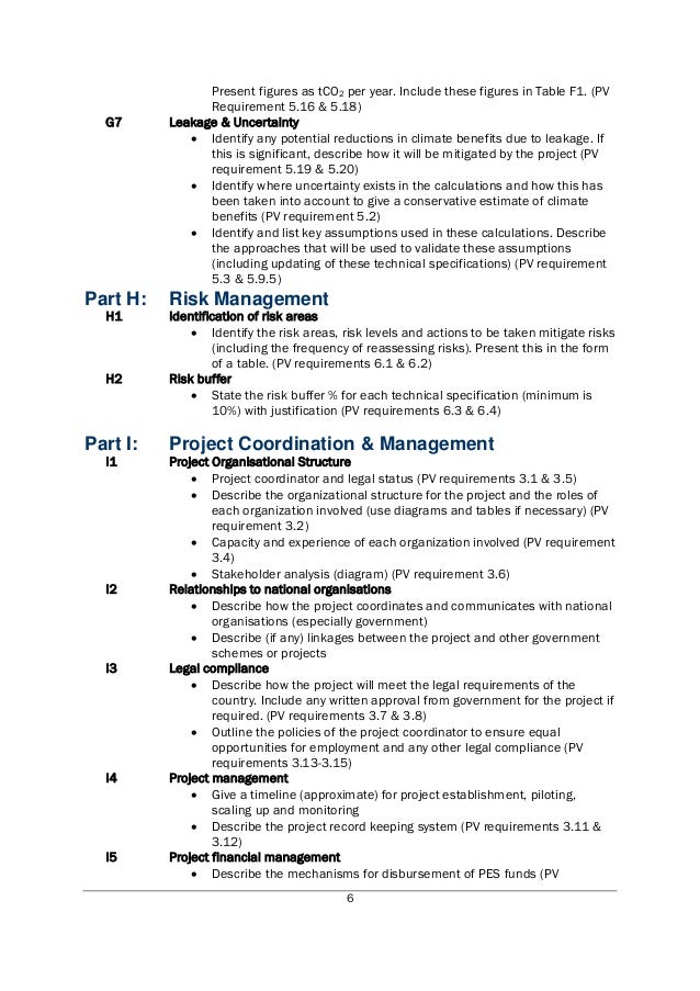 Project design document template for plan vivo projects
