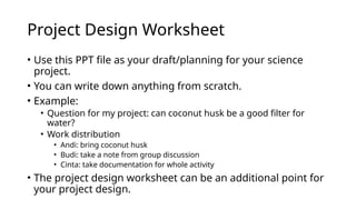 Project Design Worksheet Metode Sains Kelas 7 | PPTX