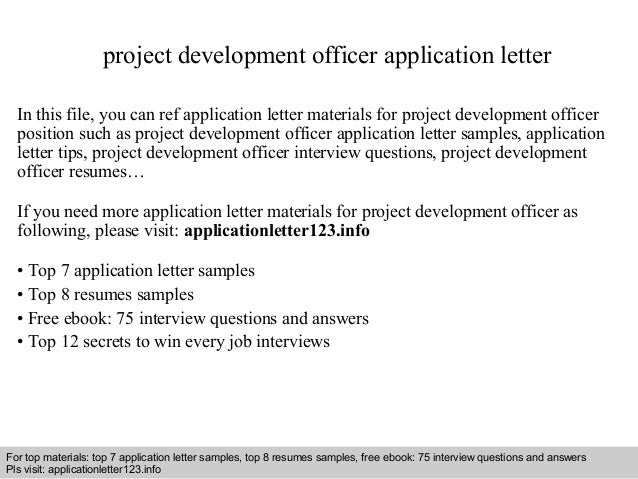 Project Development Officer Application Letter project-development-officer-application-letter