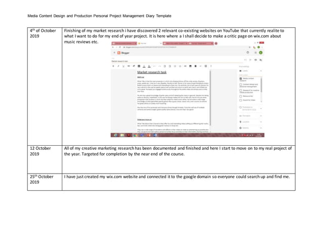 Project diary | DOCX