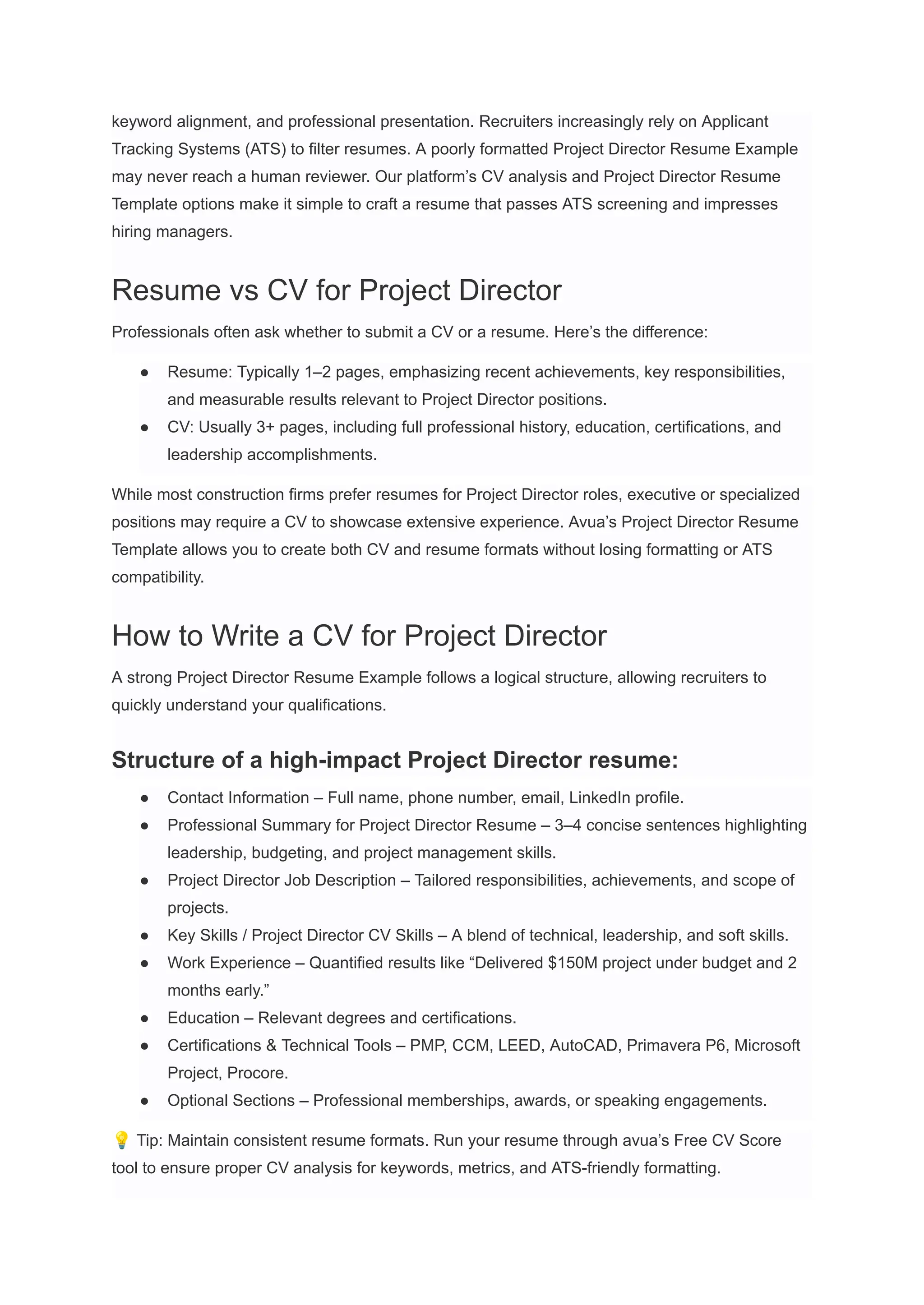 Project Director Resume Examples & Writing Guide for 2025 | PDF