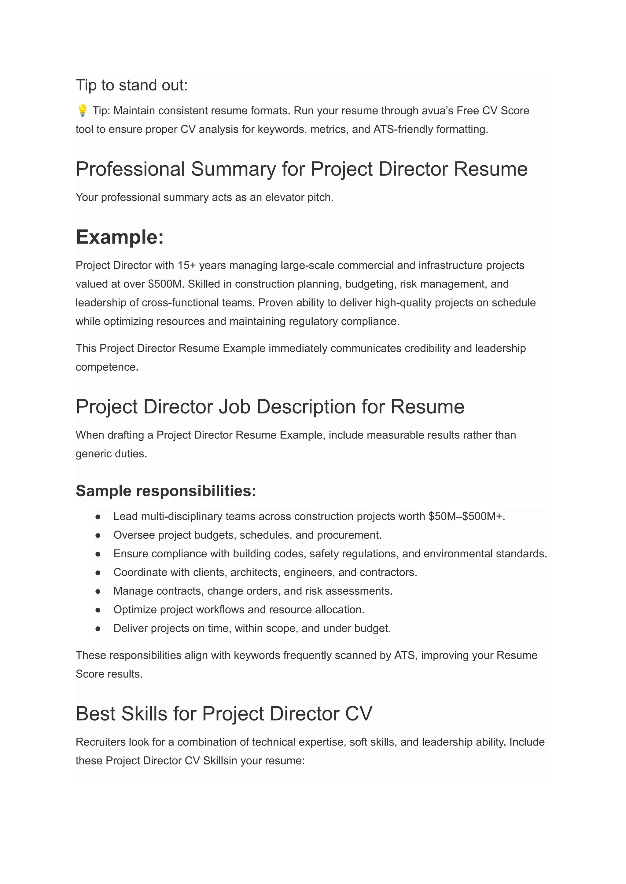 Project Director Resume Examples & Writing Guide for 2025 | PDF