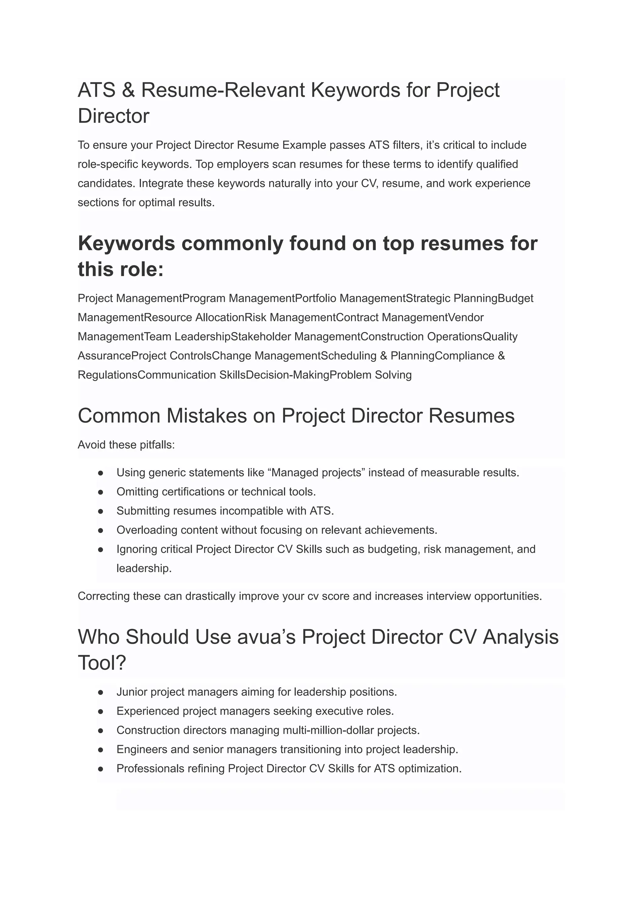 Project Director Resume Examples & Writing Guide for 2025 | PDF