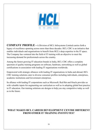 MARKETING STRATEGIES OF HCL CAREER DEVELOPMENT CENTRE | DOC