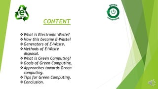 E-Waste And Green Computing | PPTX