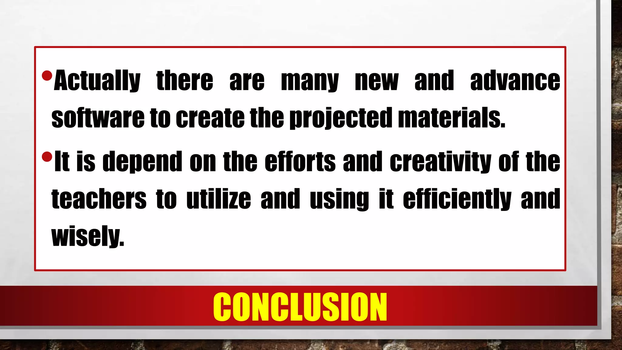 Projected and non projected displayed materials in Islamic education | PPTX