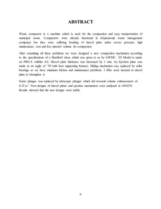 Design and Fabrication of waste compactor System | DOCX