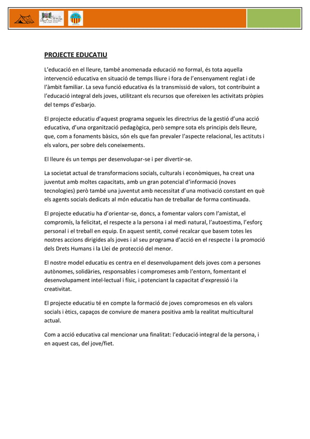 Projecte educatiu | PDF
