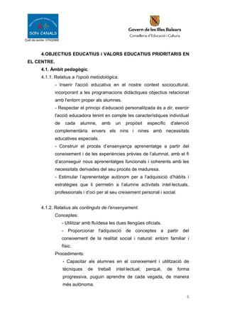 Projecte Educatiu Centre | PDF