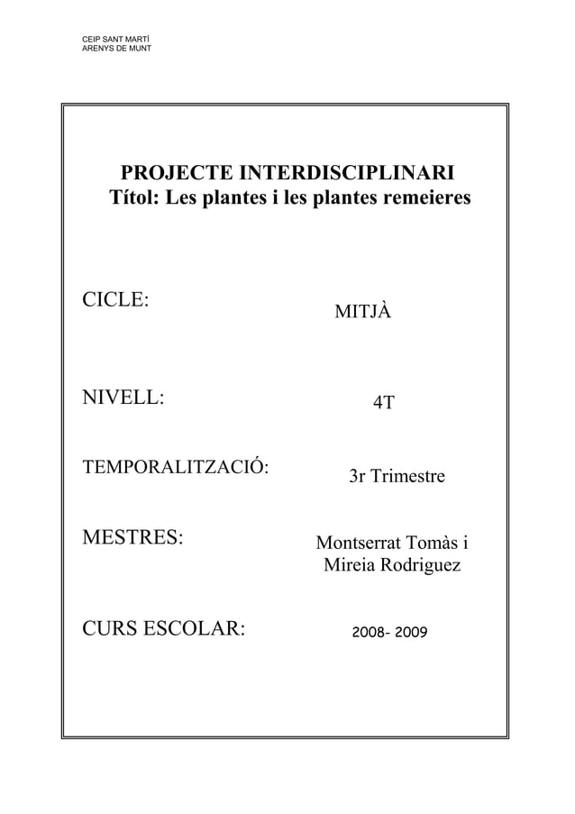 Projecte Interdisciplinari De 4t. | PDF