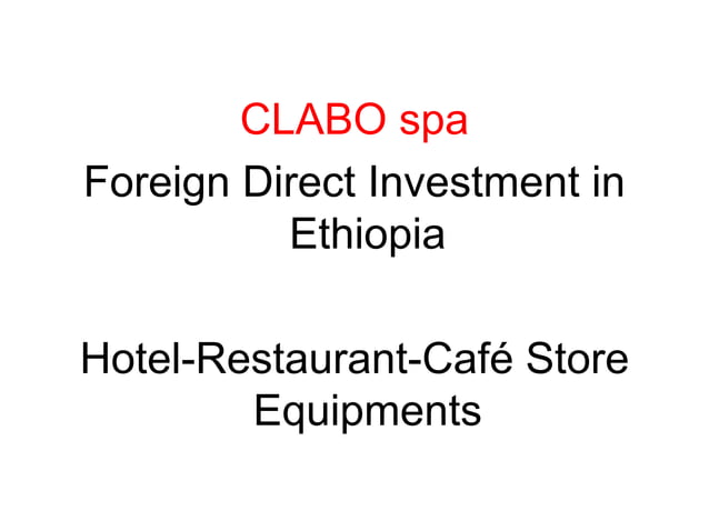CLABO spa FDI project Idea | PDF