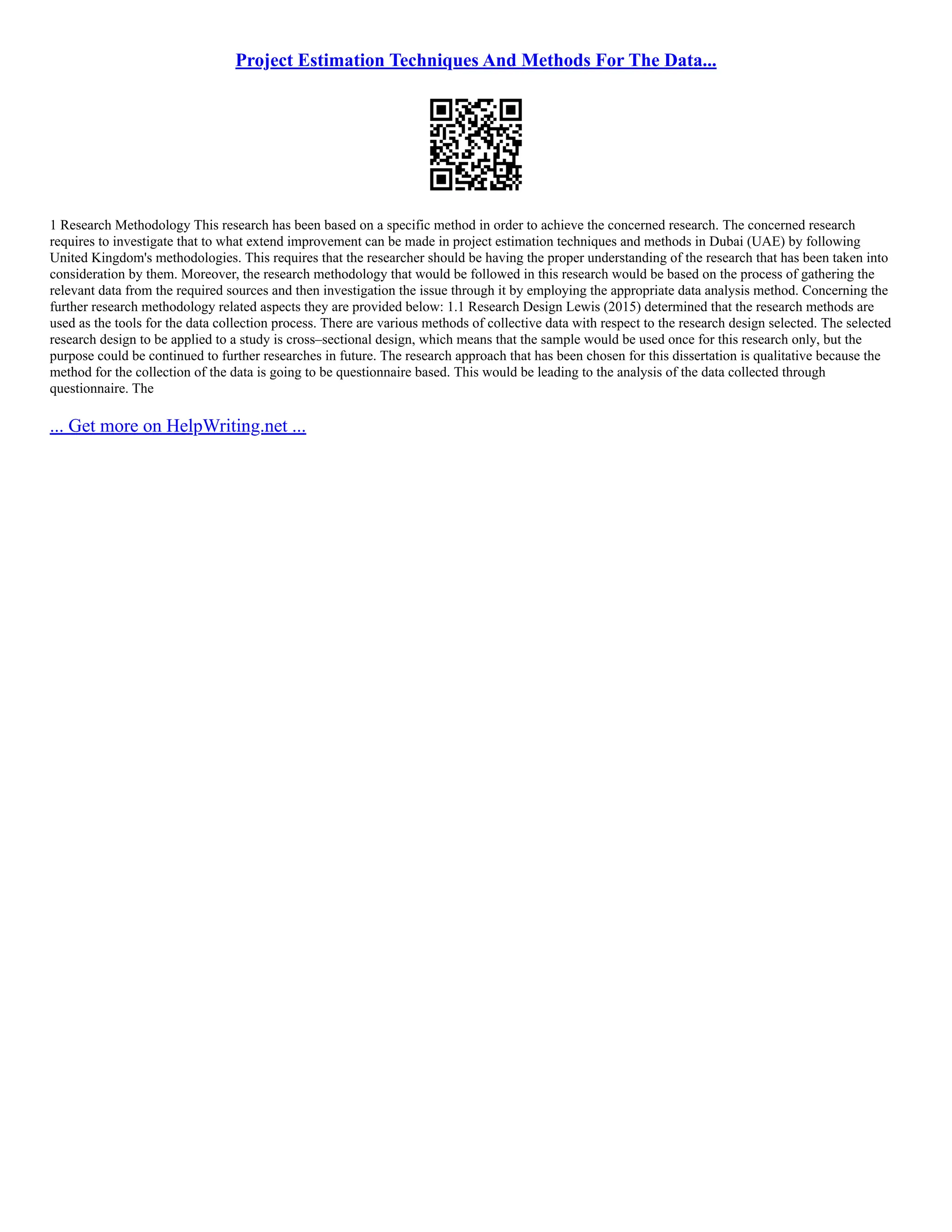 Project Estimation Techniques And Methods For The Data... | PDF