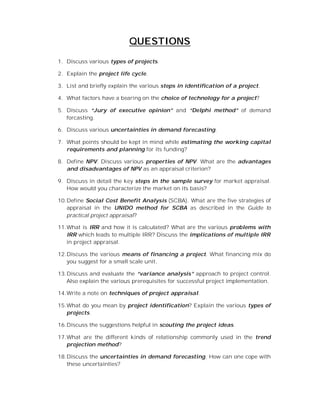 Project evaluation and implementation notes and questions | PDF