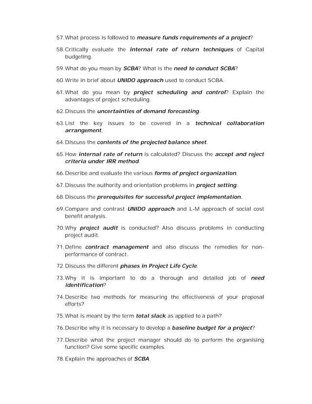 Project evaluation and implementation notes and questions | PDF Project evaluation and implementation notes and questions | PDF