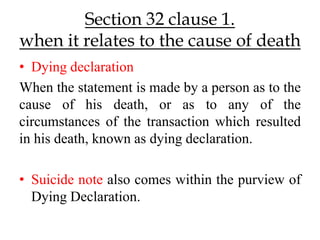Section 32 of the Indian Evidence Act | PPTX