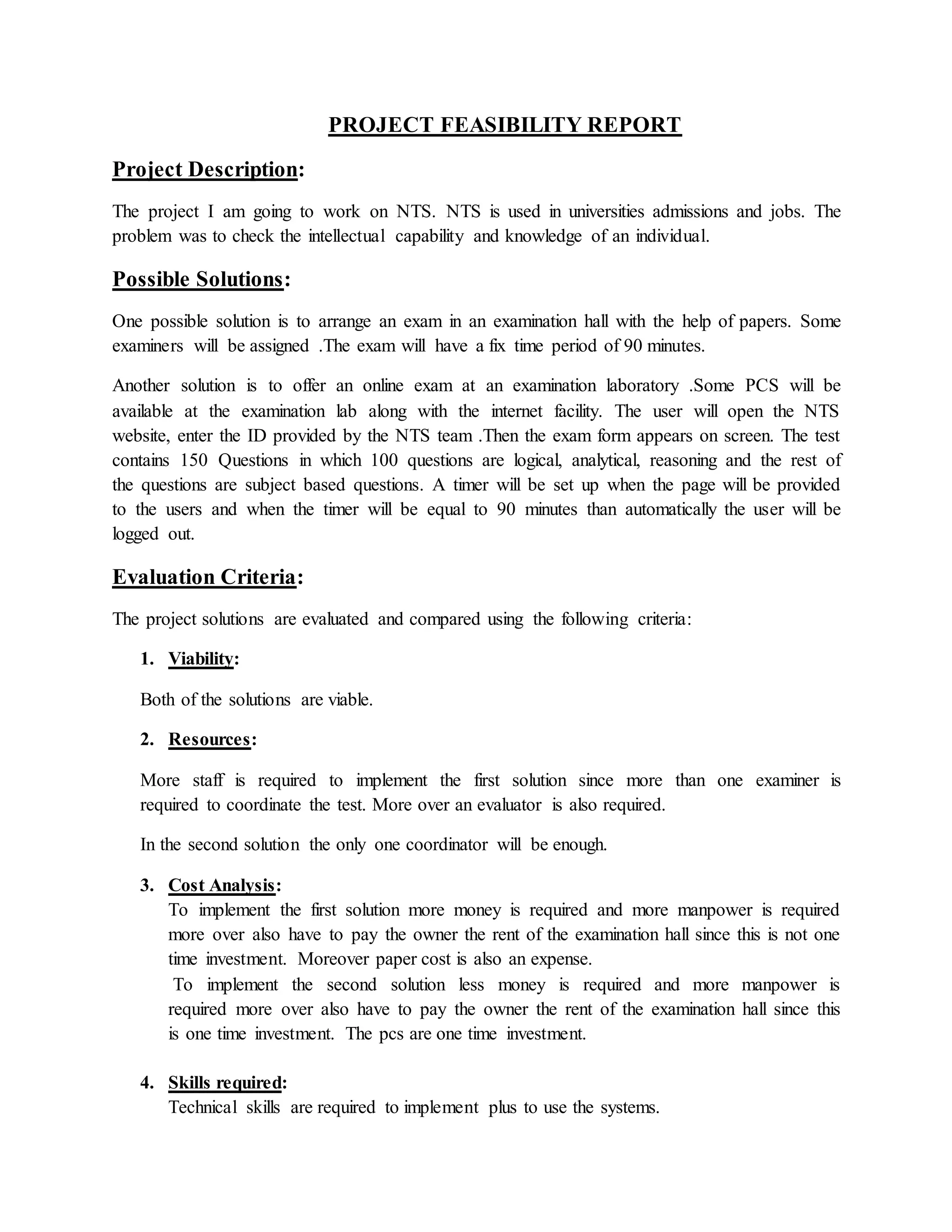 Project feasibility report | DOCX