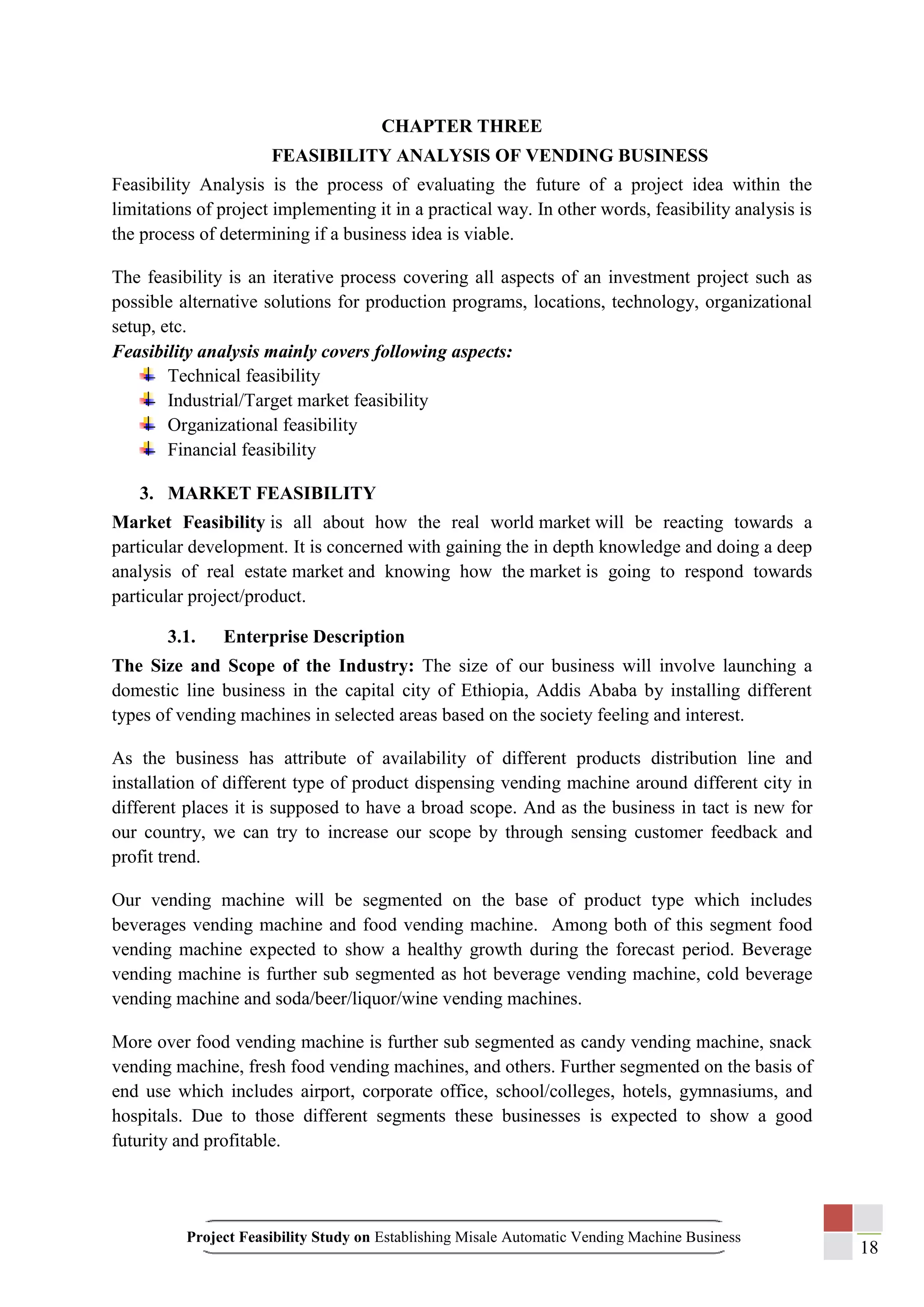 Project Feasibility Study on establishing "Misale" Automatic Vending Machine Business in Addis ...