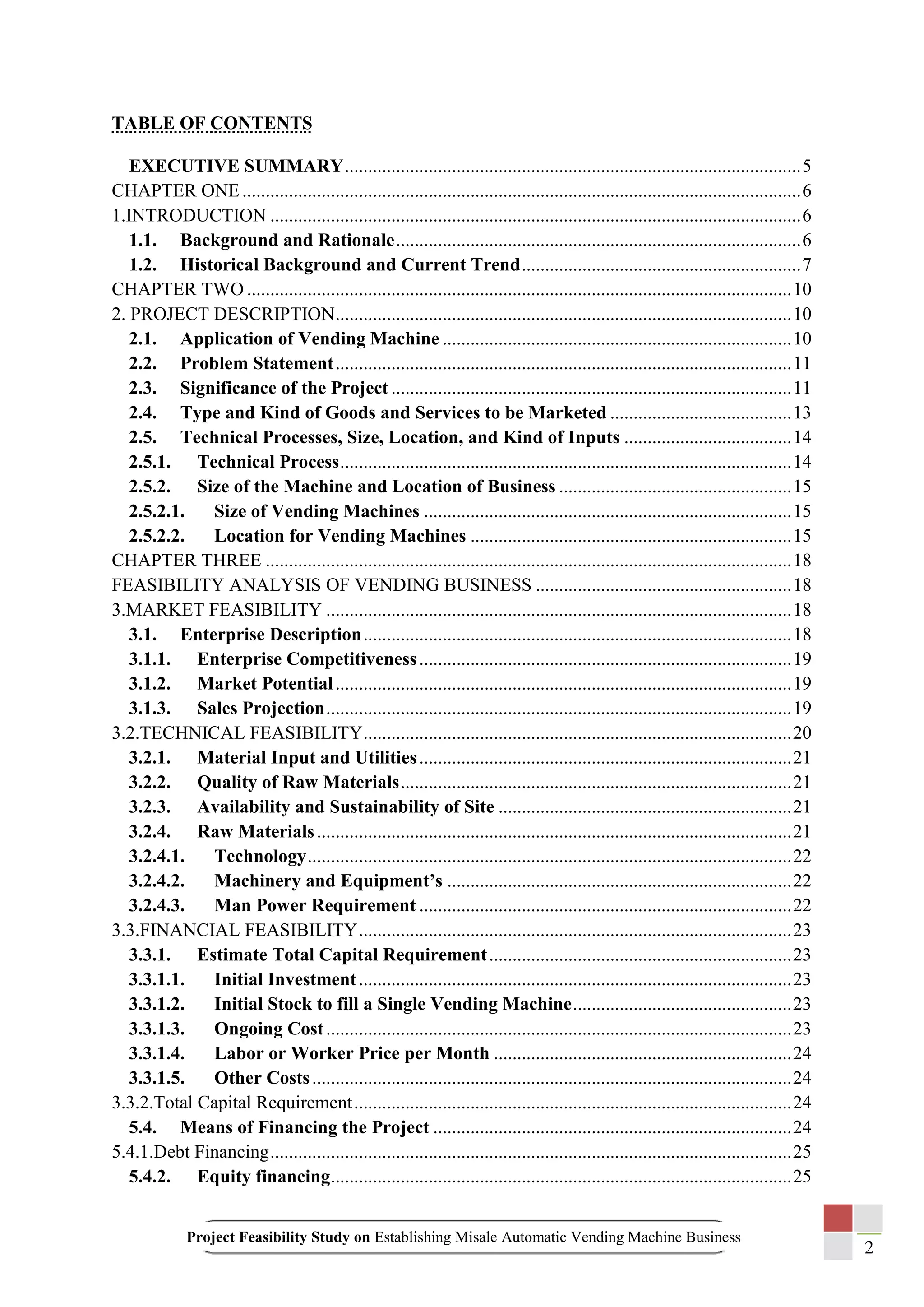 Project Feasibility Study on establishing "Misale" Automatic Vending Machine Business in Addis ...