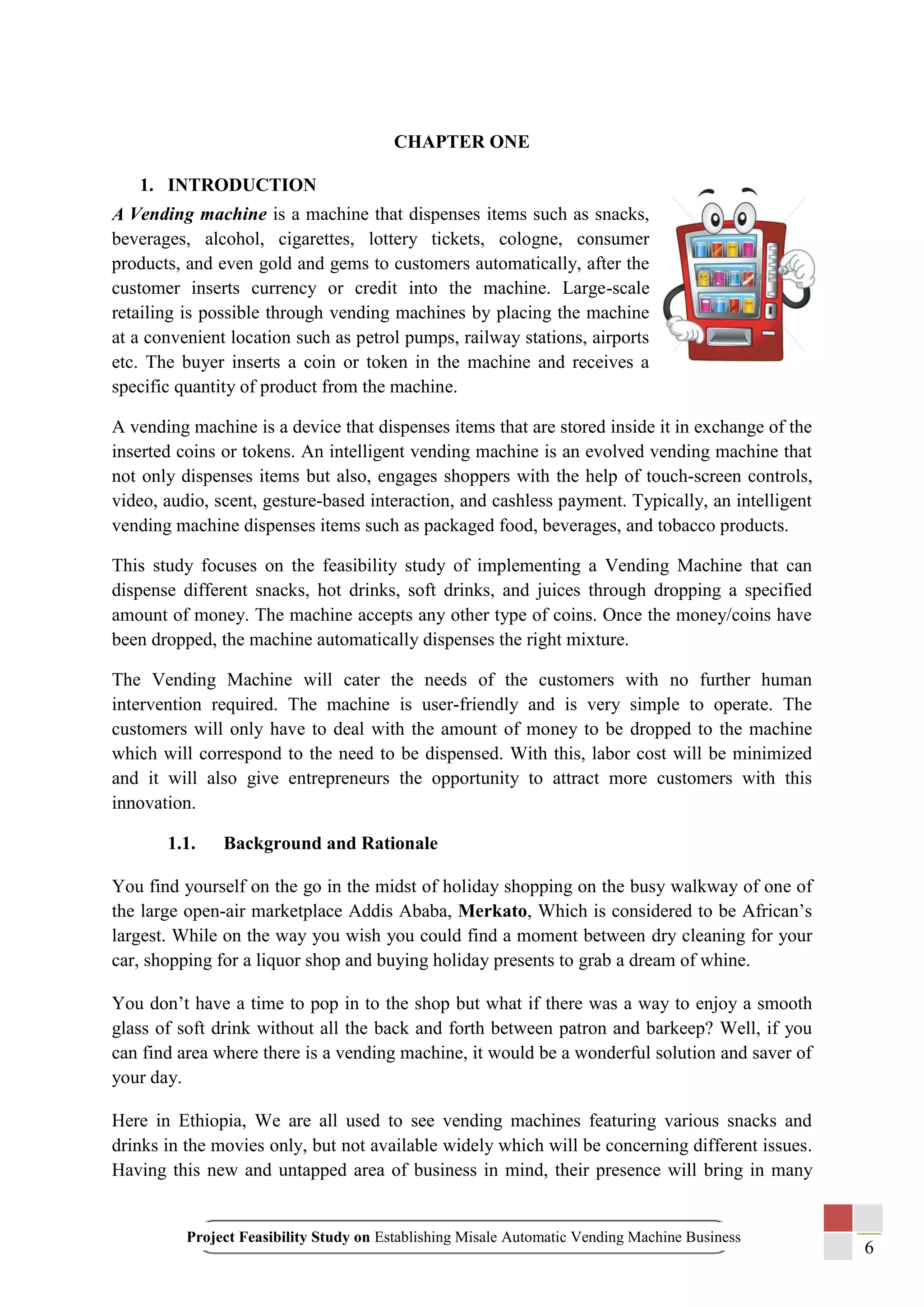 Project Feasibility Study on establishing "Misale" Automatic Vending Machine Business in Addis ...