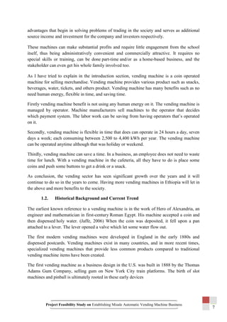 Project Feasibility Study on establishing "Misale" Automatic Vending ...