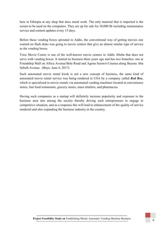 Project Feasibility Study on establishing "Misale" Automatic Vending ...