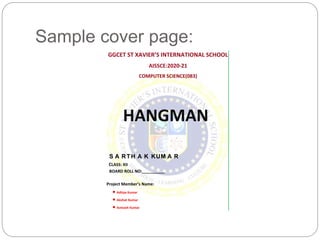 PROJECT FILE DISCRIPTIONfor student of class 12 | PPT