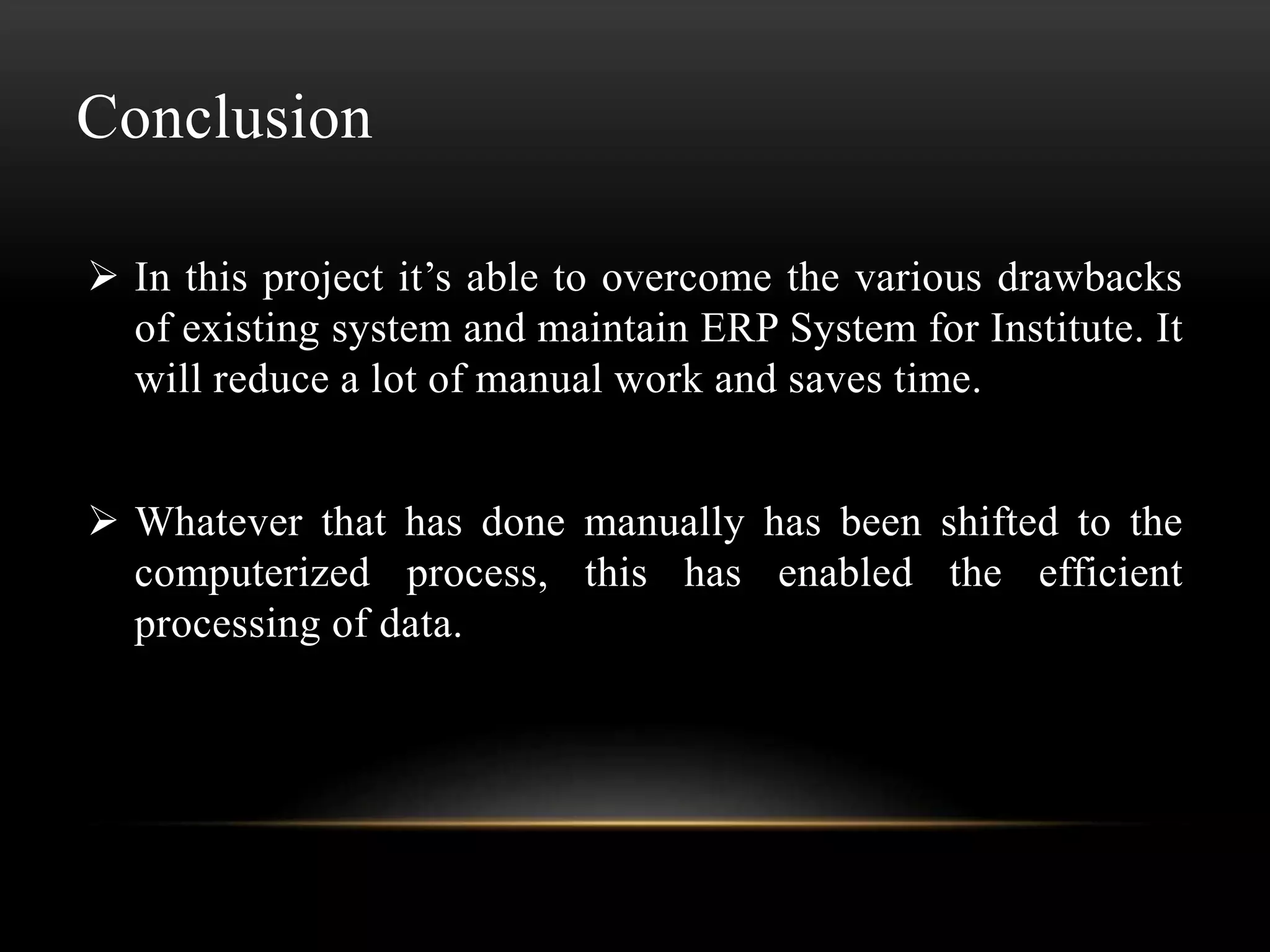 The ERP System - for an Institution | PPTX