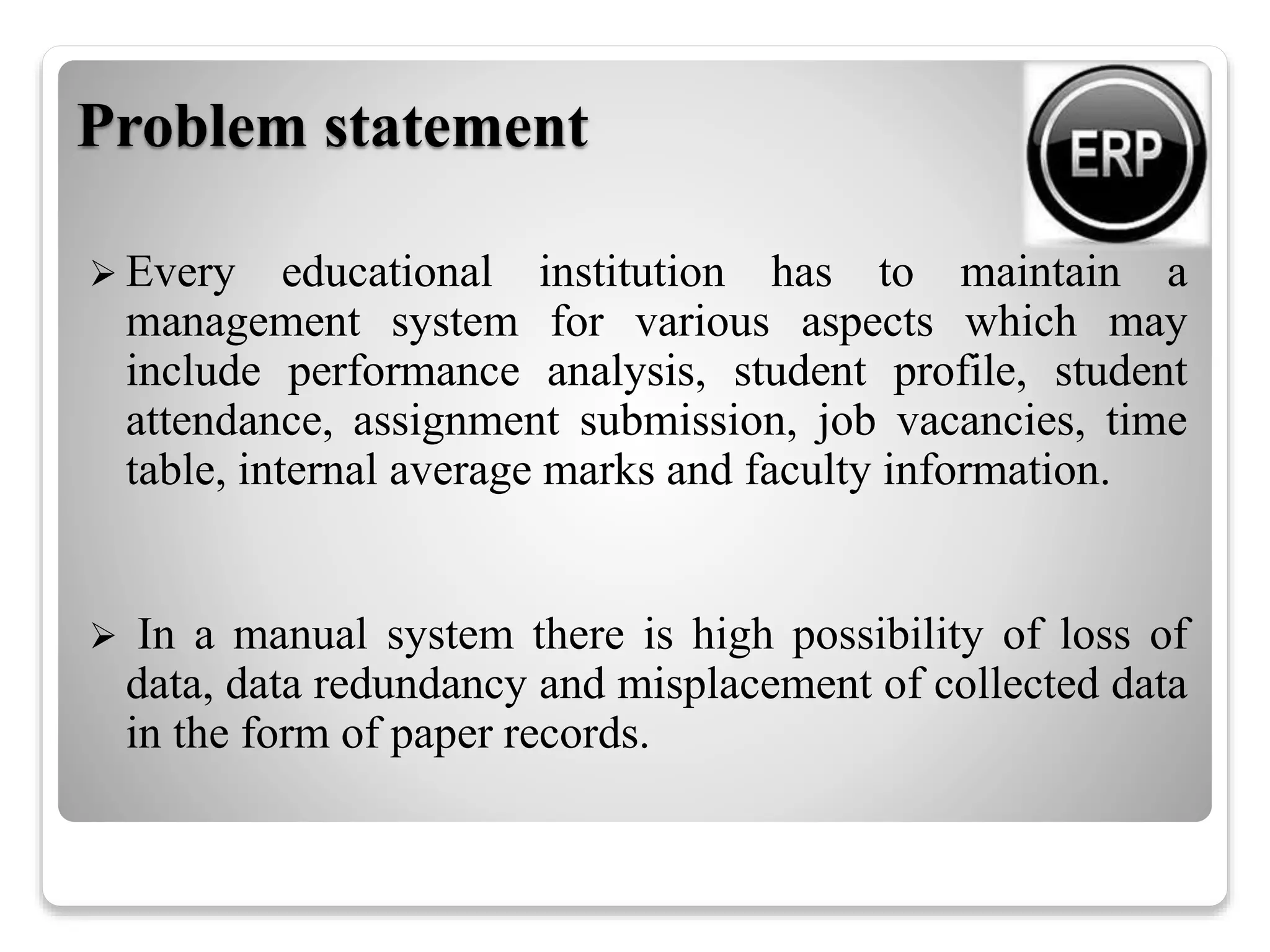 The ERP System - for an Institution | PPTX
