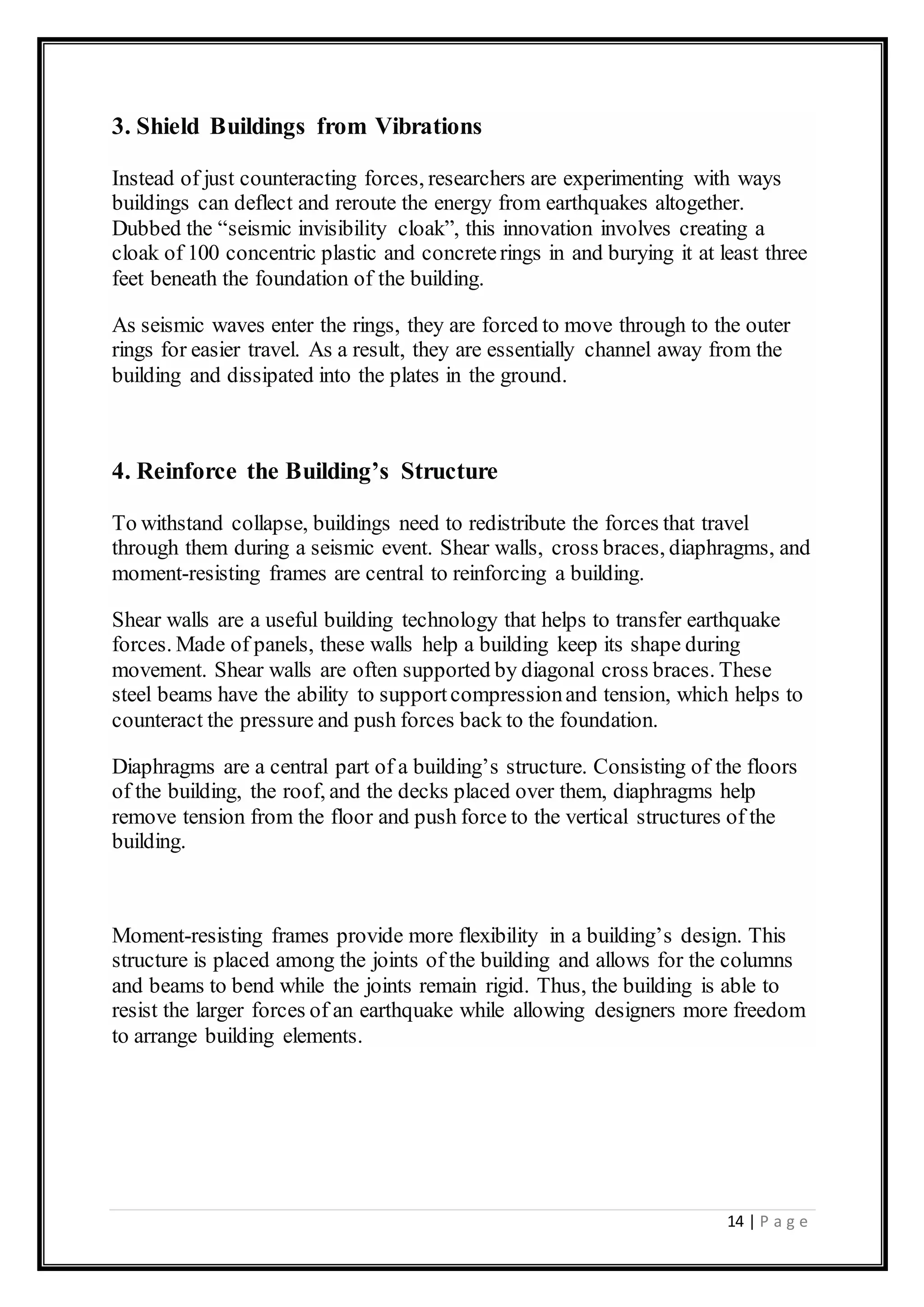 project report on earth quake resisting building | DOCX