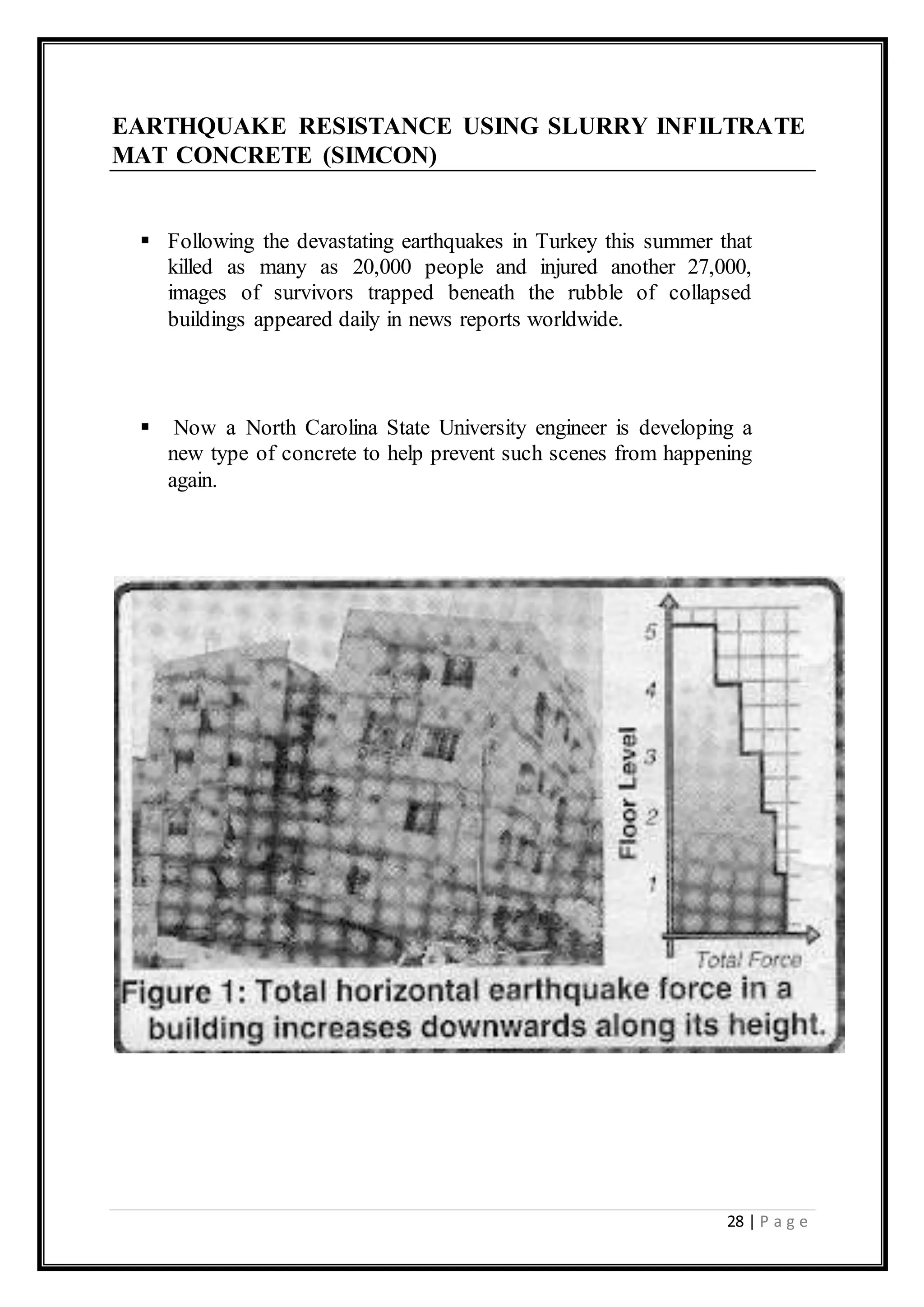 project report on earth quake resisting building | DOCX