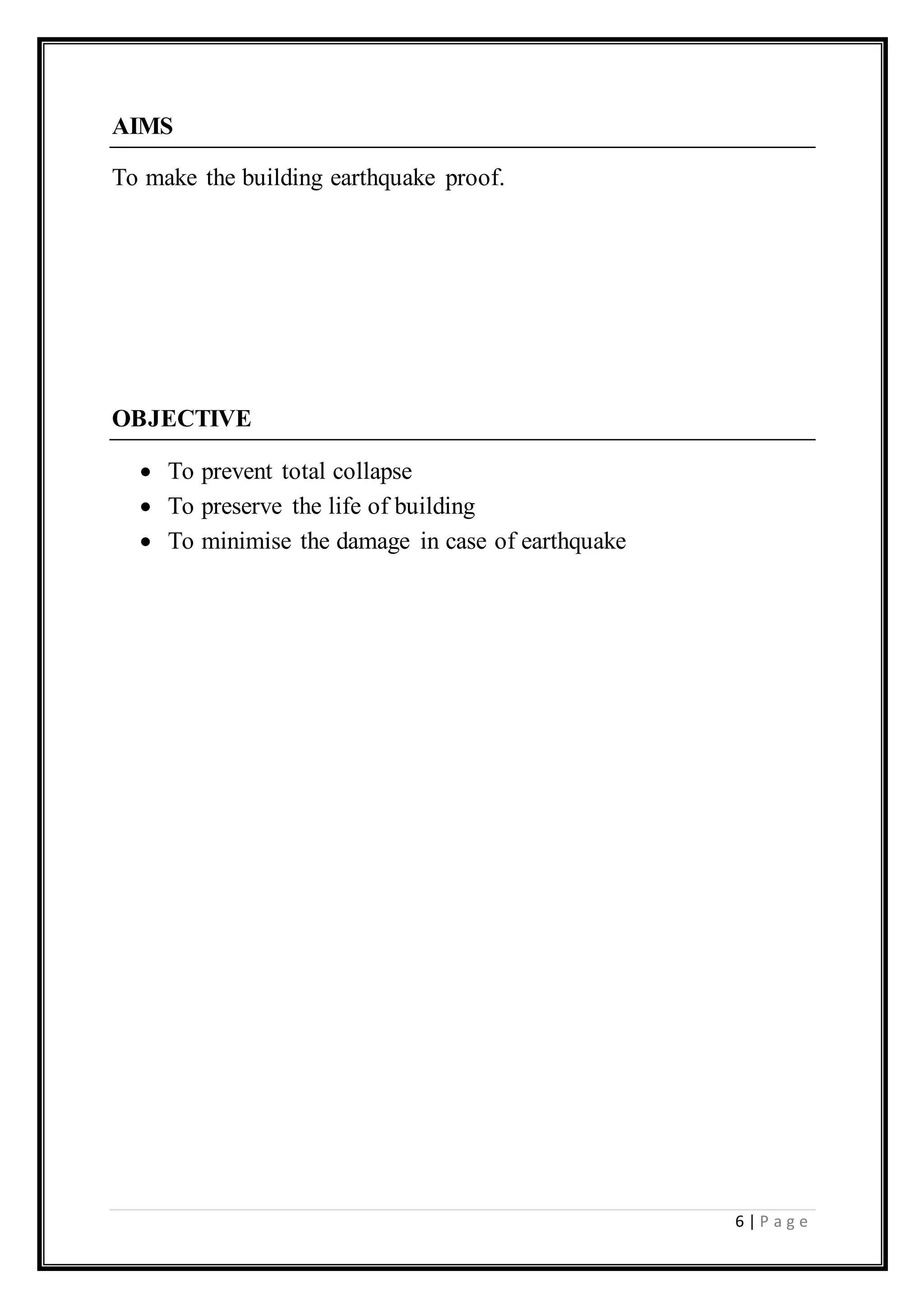 project report on earth quake resisting building | DOCX