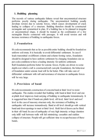 project report on earth quake resisting building | DOCX