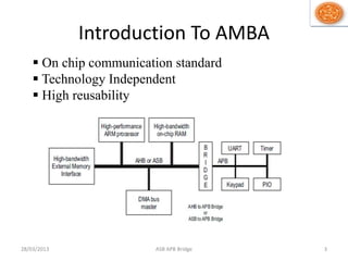 Design and Implementation of AMBA ASB APB Bridge | PPT