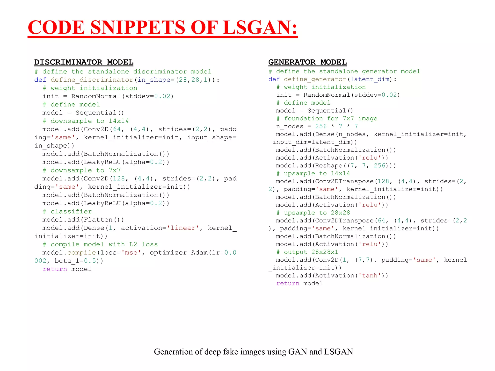 Generation of Deepfake images using GAN and Least squares GAN.ppt