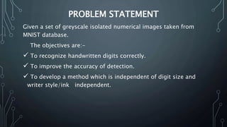 HANDWRITTEN DIGIT RECOGNITION USING k-NN CLASSIFIER | PPT