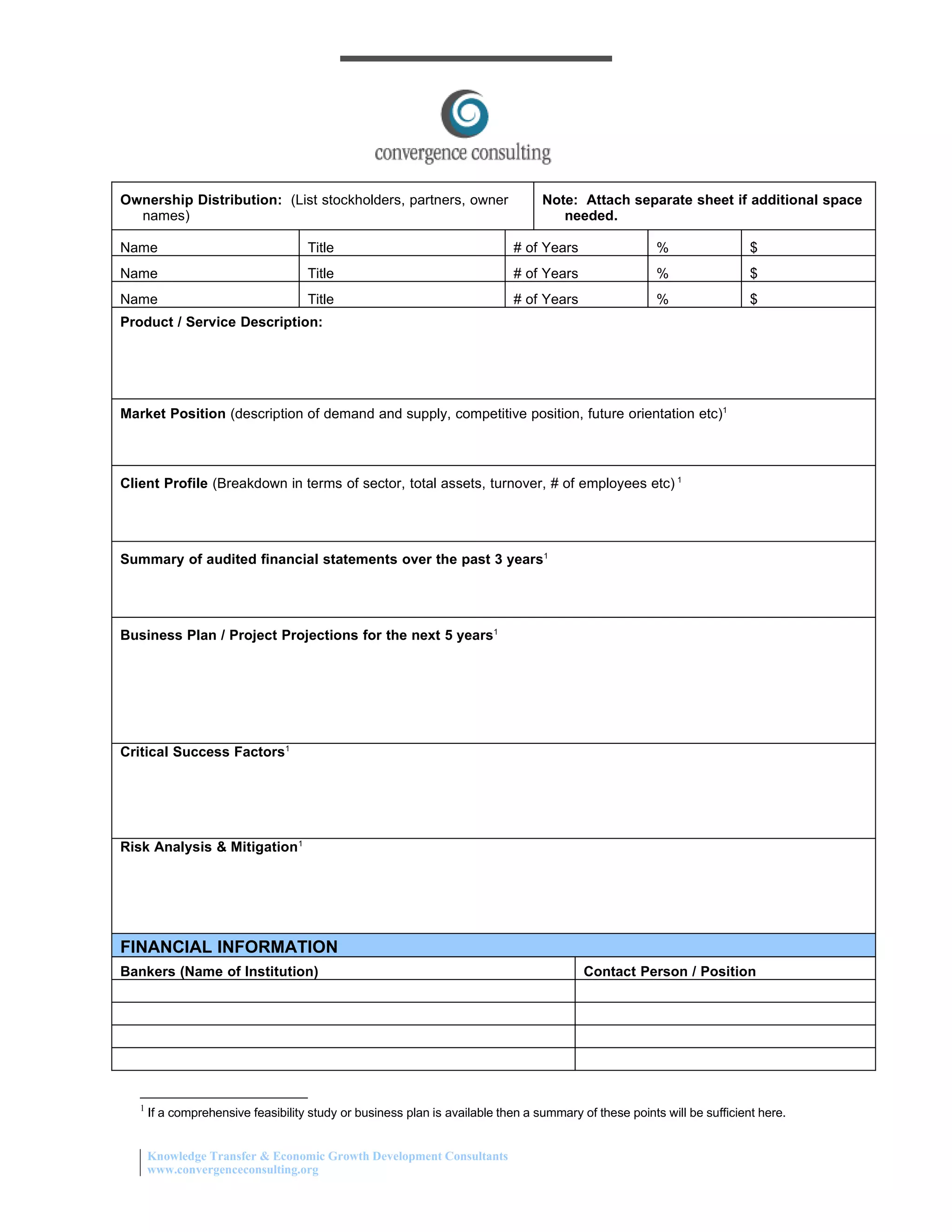 Project Finance Application Form Intro Short | DOC